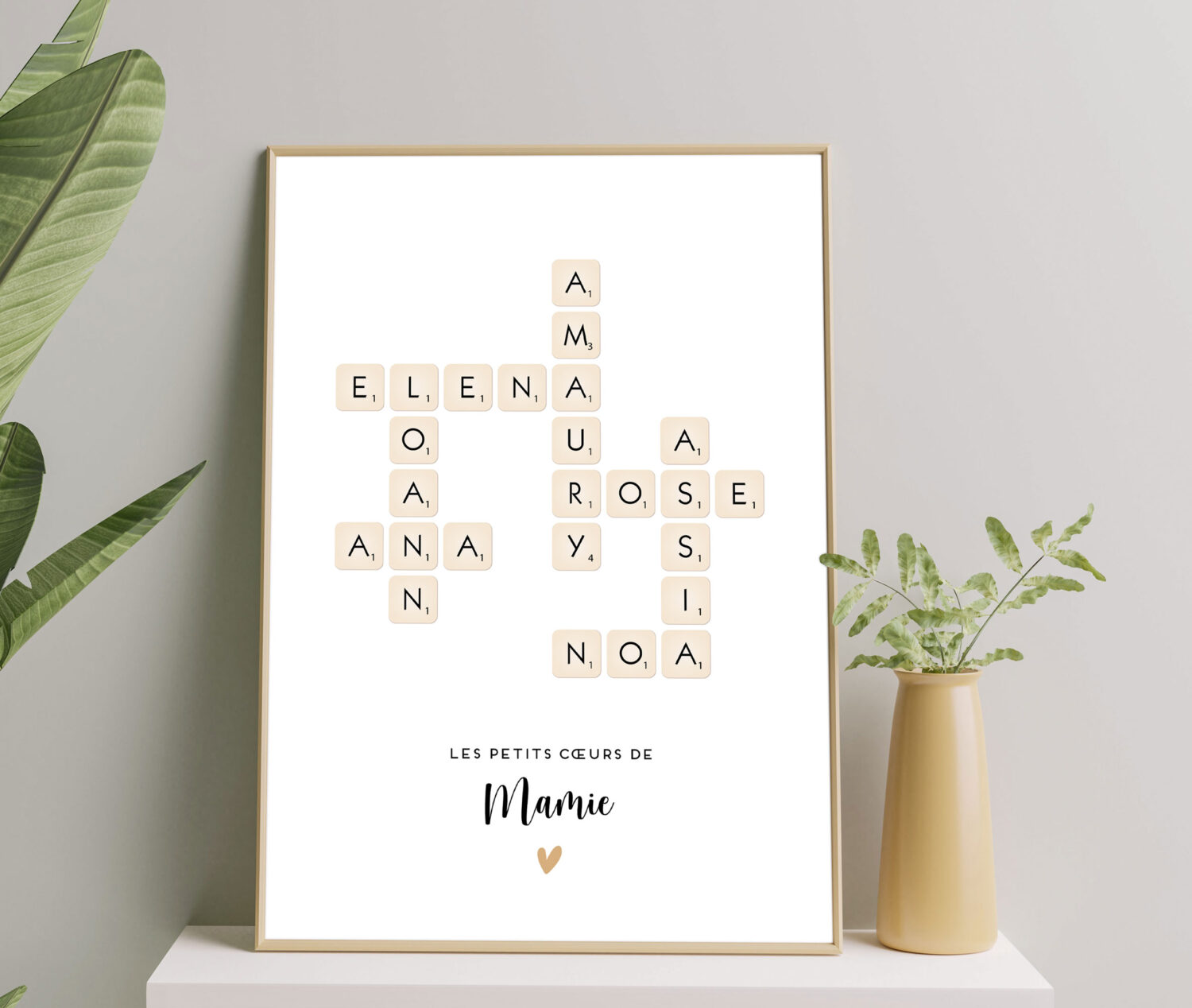 Affiche petits enfants personnalisée Scrabble pour mamie et papi